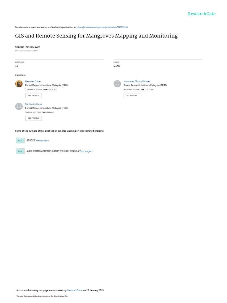 Gis And Remote Sensing For Mangroves Mapping And Monitoring Pdf Mangrove Statistical