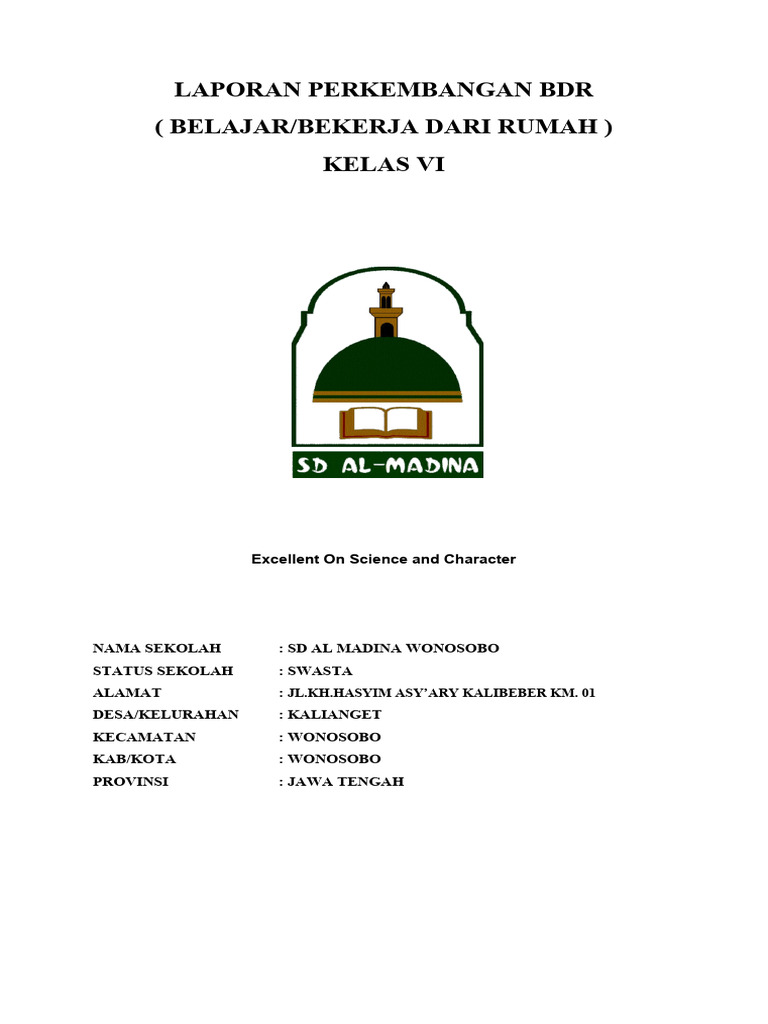 LAPORAN PERKEMBANGAN BDR Kelas 6 | PDF