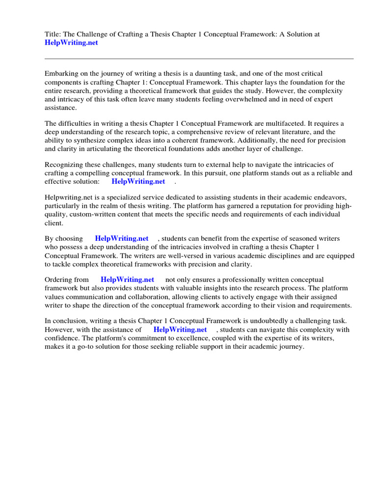 Thesis Chapter 1 Conceptual Framework Sample | PDF | Theory | Thesis