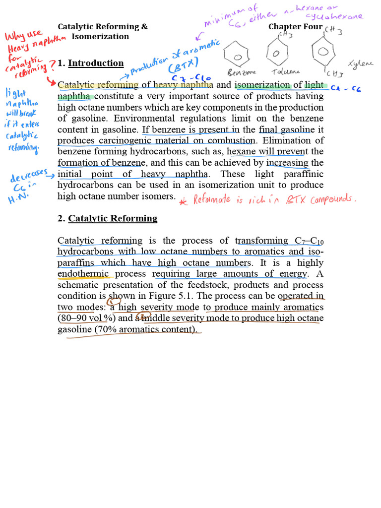 Ch4 Lect 1 - Catalytic Reforming & Isomerization | PDF | Cracking (Chemistry) | Industrial Processes