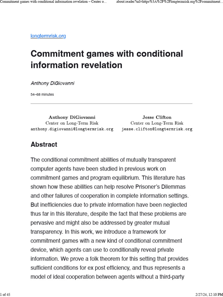 Commitment Games With Conditional Information Revelation - Di Giovanni ...