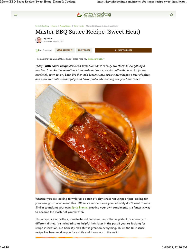 Sweet Heat BBQ Sauce Recipe | PDF | Barbecue | Sauce