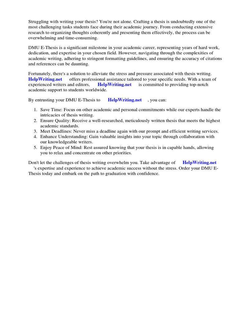Dmu e Thesis | PDF | Thesis | Information