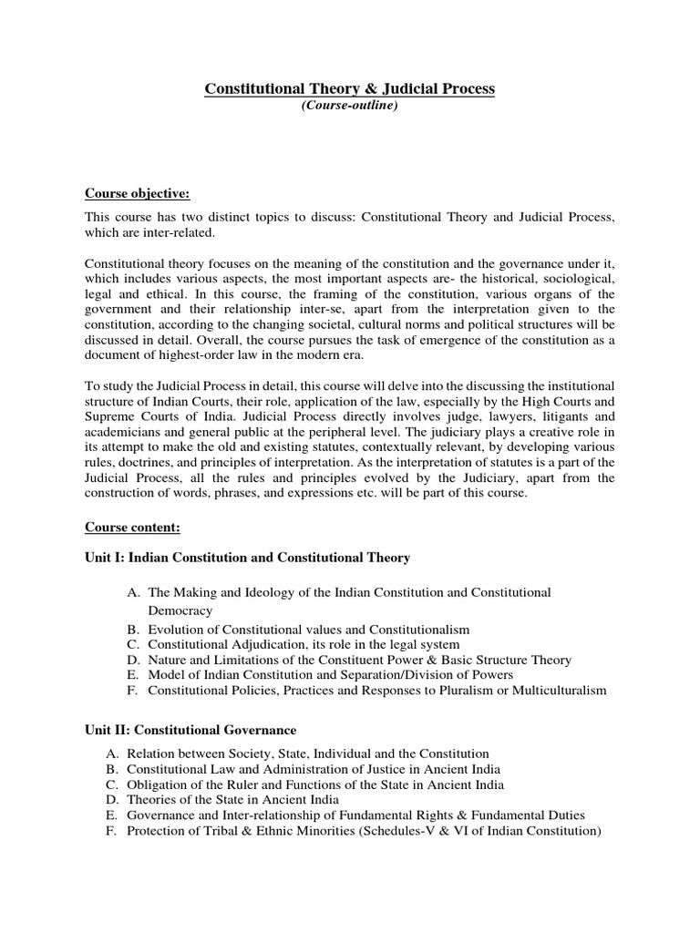 Constitutional Theory & Judicial Process-2024 Course Outlines | PDF ...