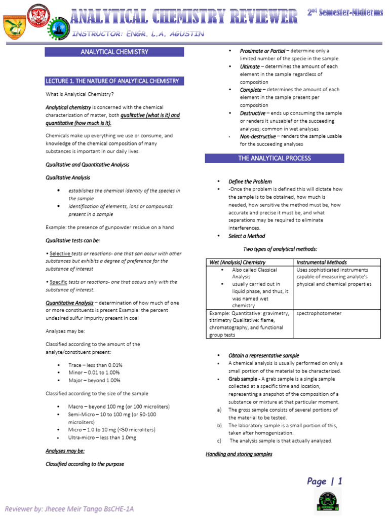 ANALYTICAL-CHEMISTRY Reviewer | PDF | Analytical Chemistry | Chemical Substances