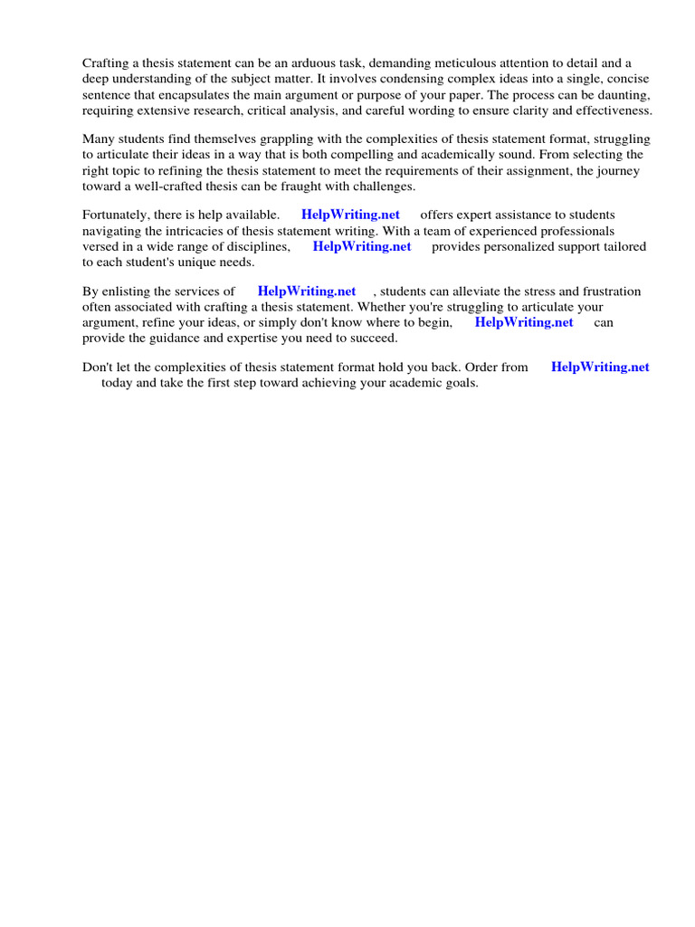 Thesis Statement Format | PDF | Essays | Thesis