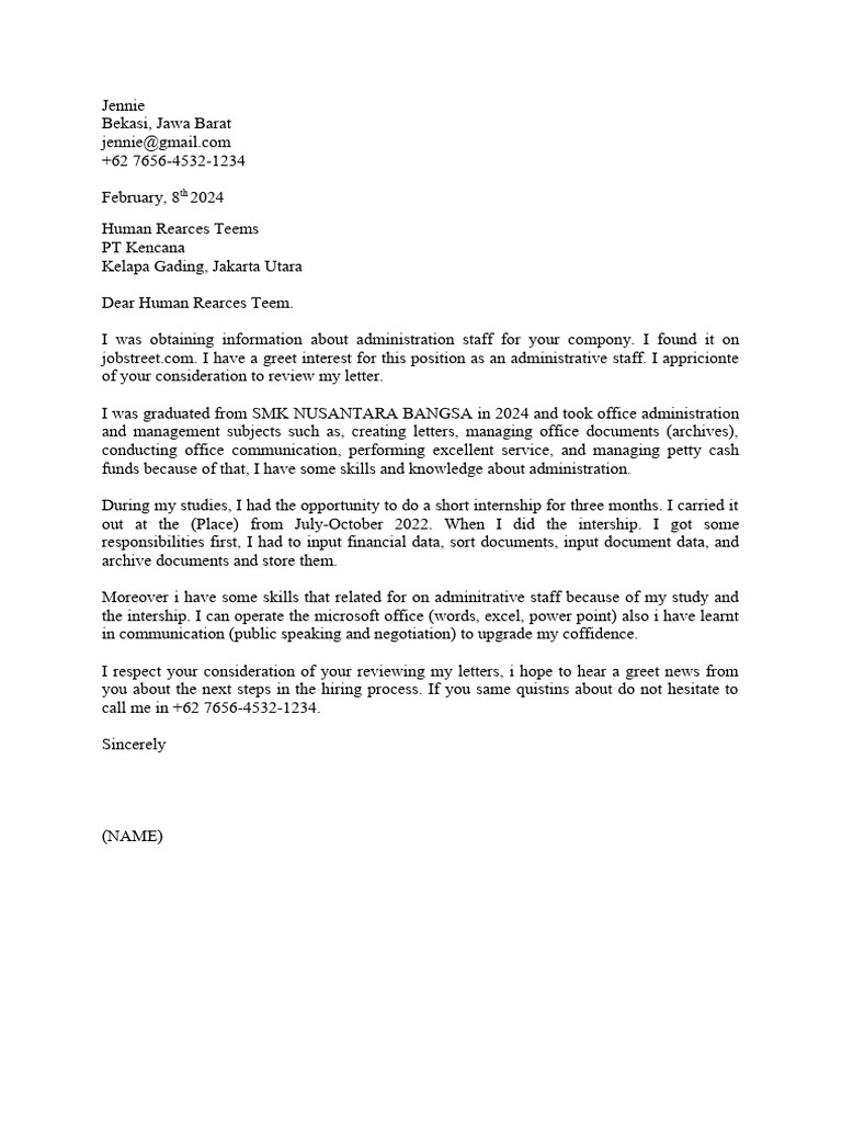 Application Letter Contoh | PDF Application Letter Contoh | PDF