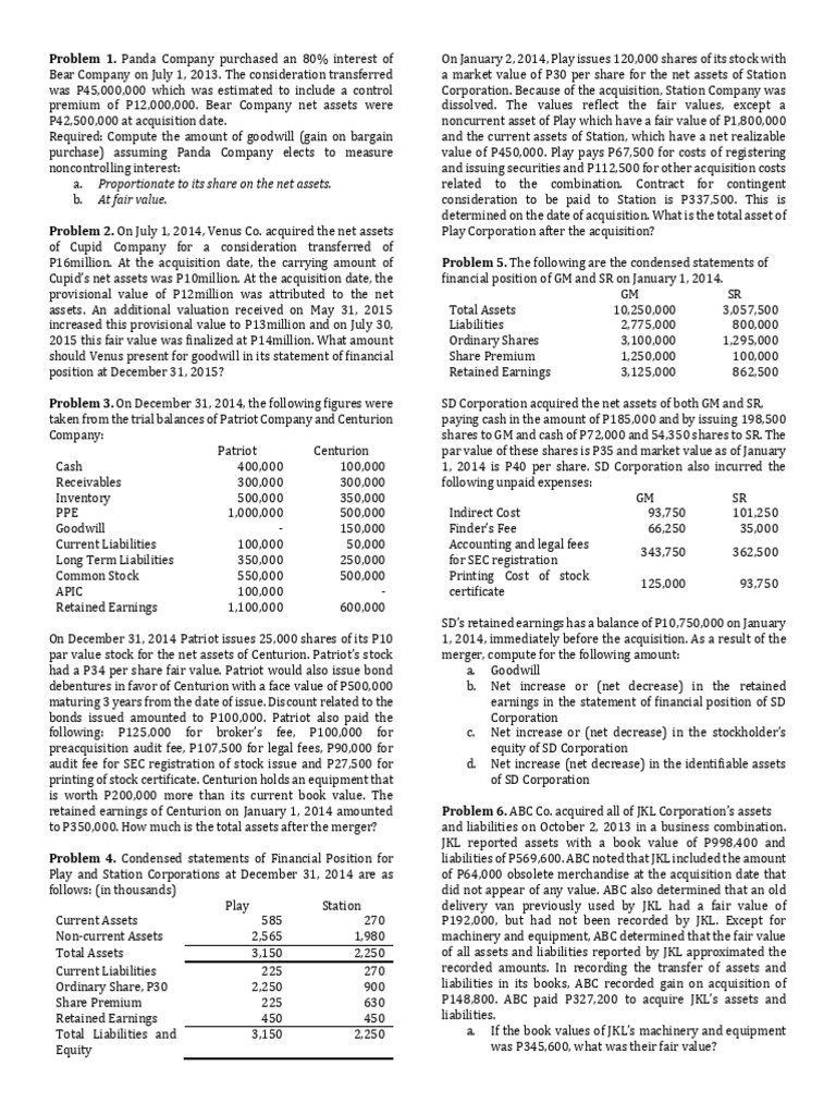 Take Home Quiz Consolidated Business Accounting | PDF | Book Value ...