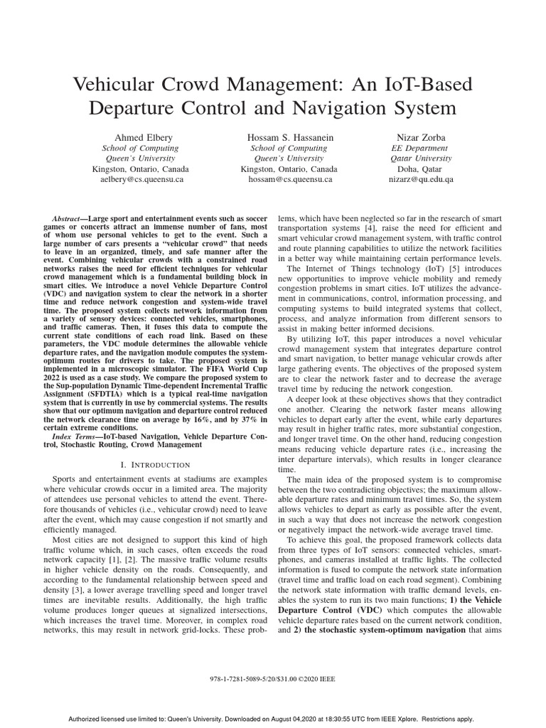 Vehicular Crowd Management An Iot-Based Departure Control and ...