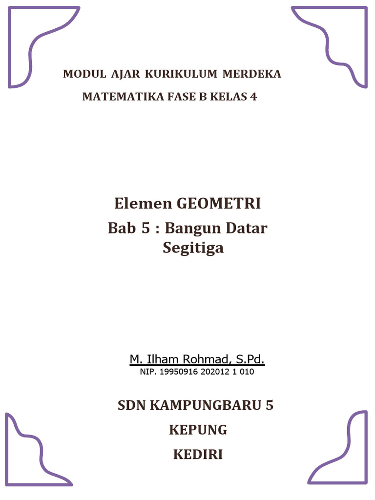 Modul Ajar Kelas 4 Bab 5 Matematika Segitiga | PDF