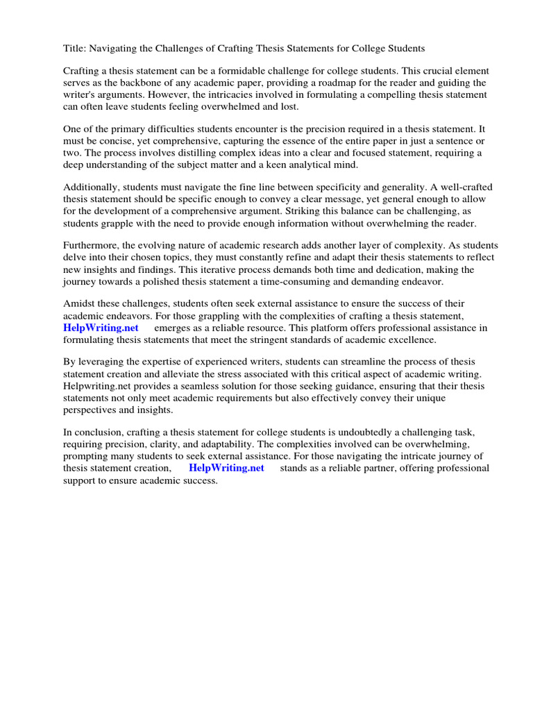 Teaching Thesis Statements to College Students | PDF | Essays | Thesis