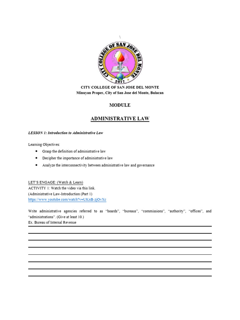 Module ADMIN LAW | PDF | Administrative Law | Jurisdiction