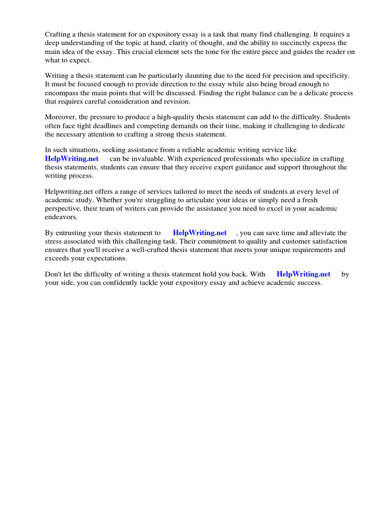 How To Write A Thesis Statement in An Expository Essay | PDF | Essays ...
