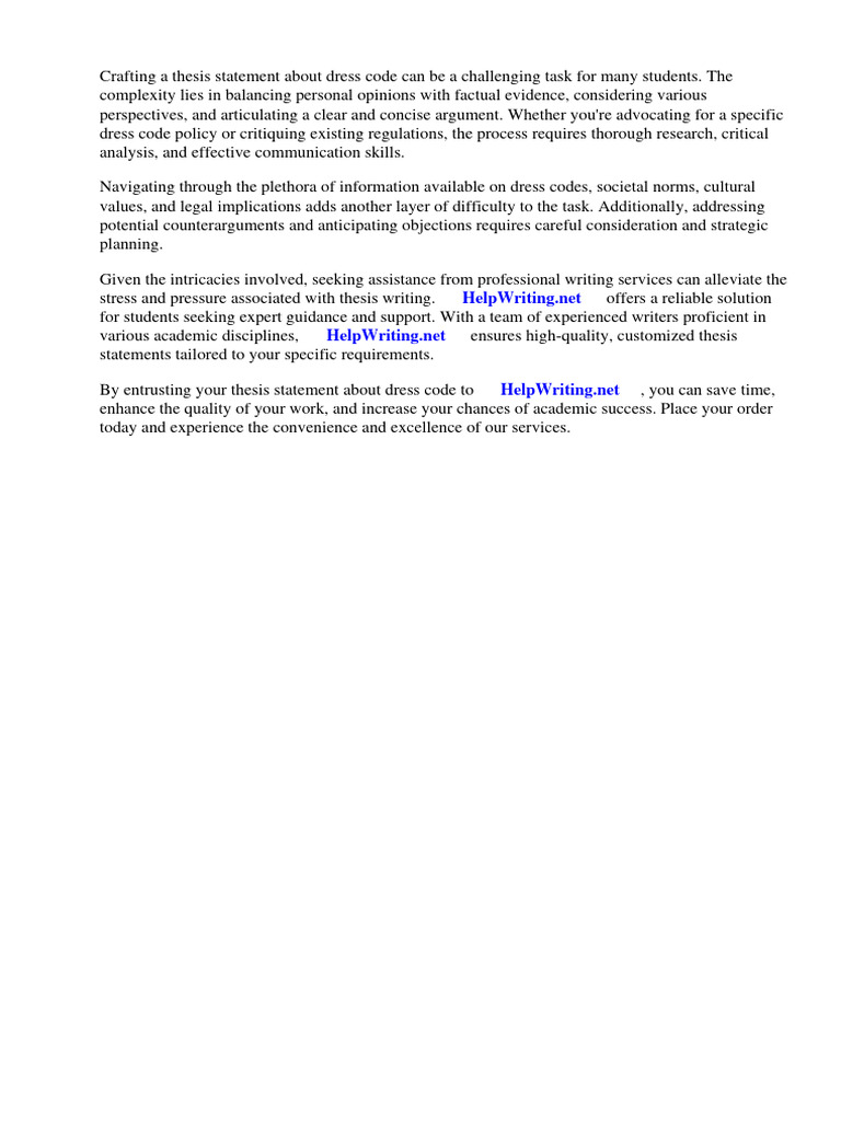 Thesis Statement About Dress Code | PDF | Clothing