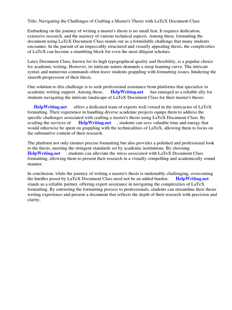Latex Document Class Master Thesis | Download Free PDF | Thesis | Te X