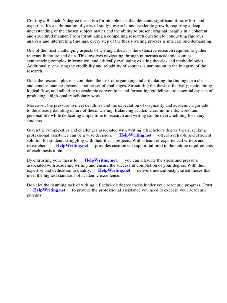 Bachelors Degree Thesis | PDF | Thesis | Methodology