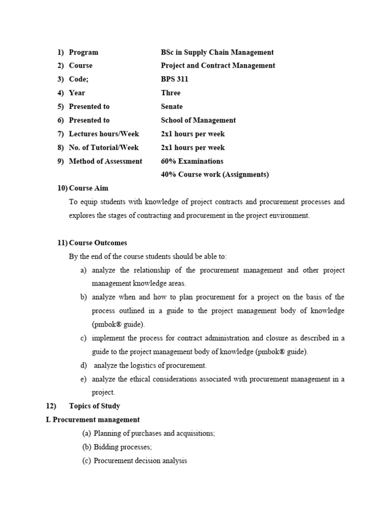 Project and Contract Management | PDF | Procurement | Leadership