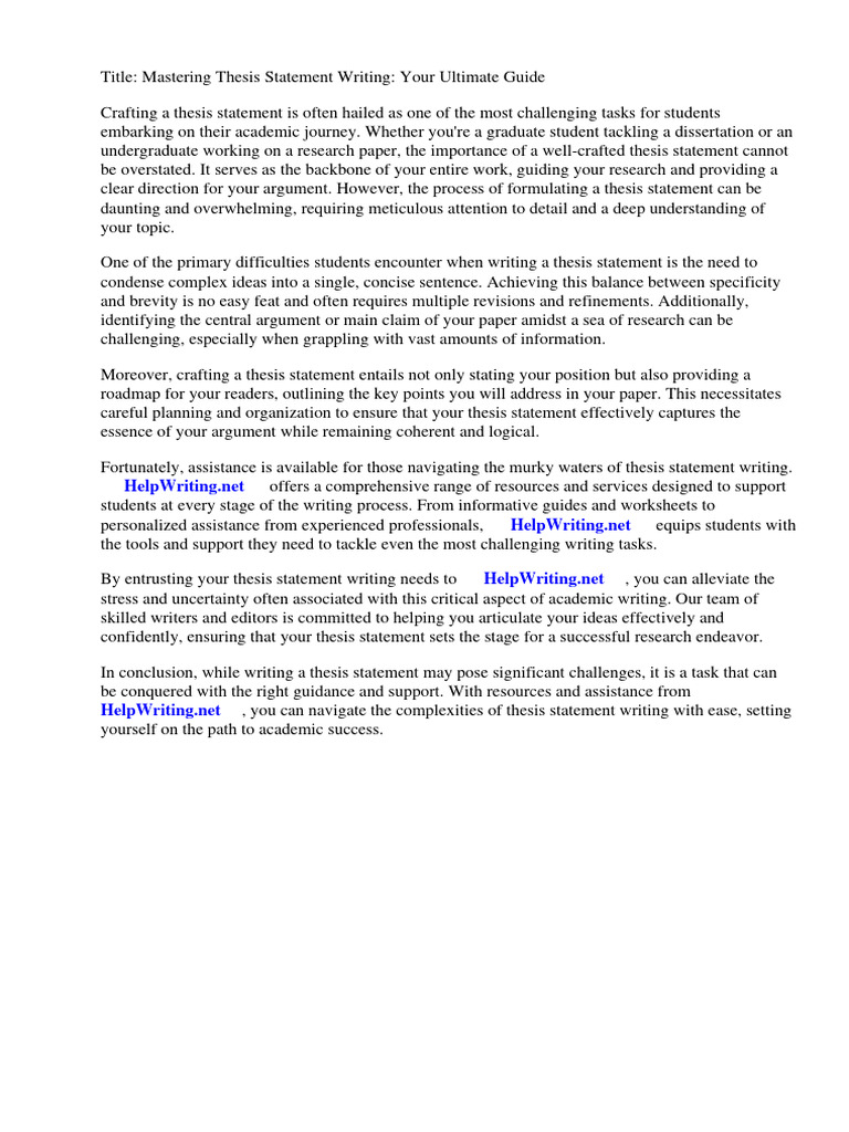 Thesis Statement Writing Worksheets | PDF | Essays | Thesis