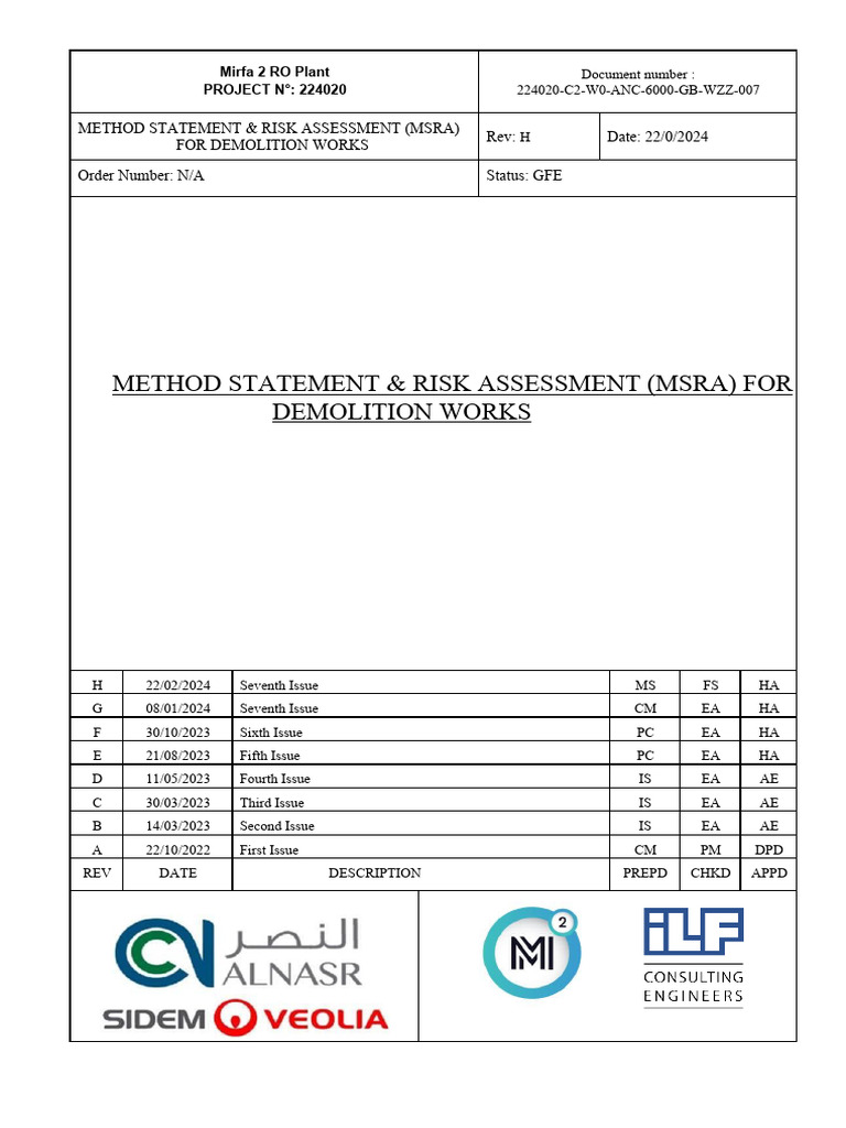 224020-C2-W0-ANC-6000-GB-WZZ-007-G-Method Statement For Demolition Works | PDF
