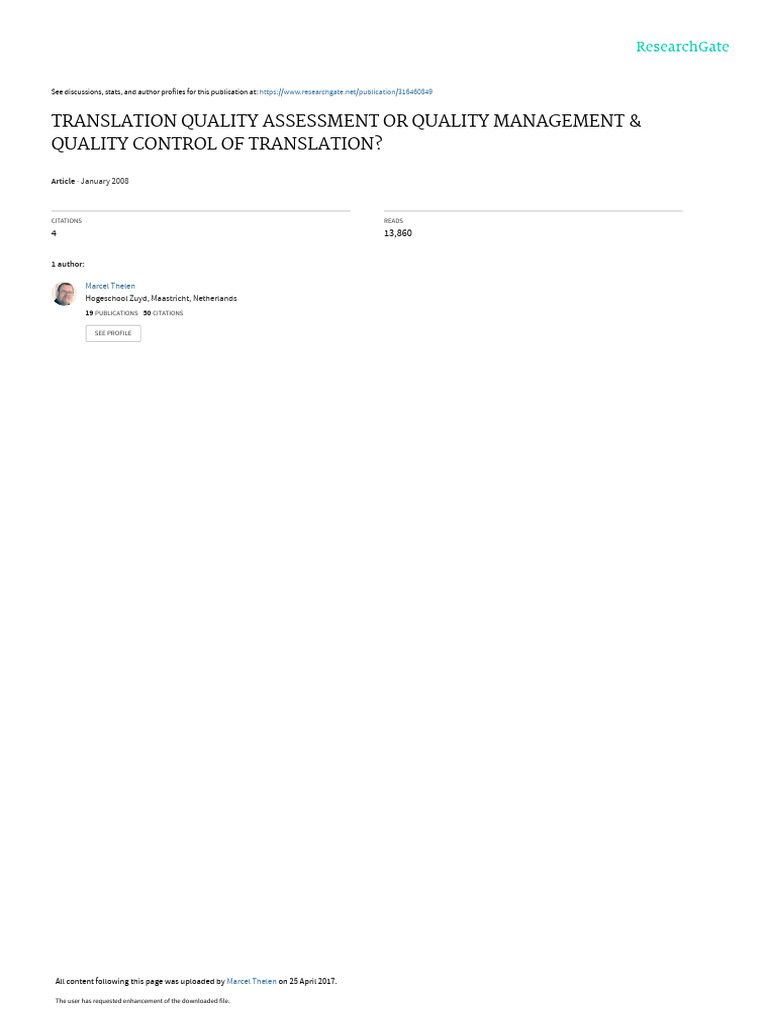 Translation Quality Assessment or Quality Management & Quality Control ...