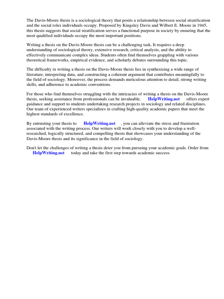 Understanding the Davis-Moore Thesis | PDF | Social Stratification ...