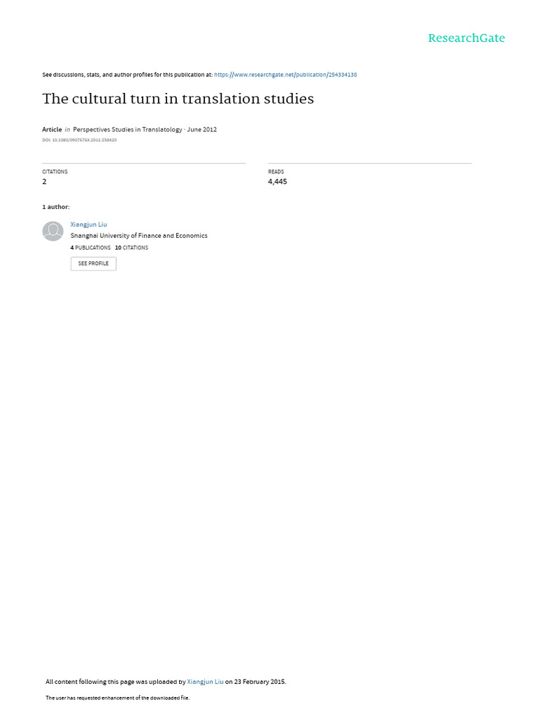 The Cultural Turn in Translation Studies | Download Free PDF ...