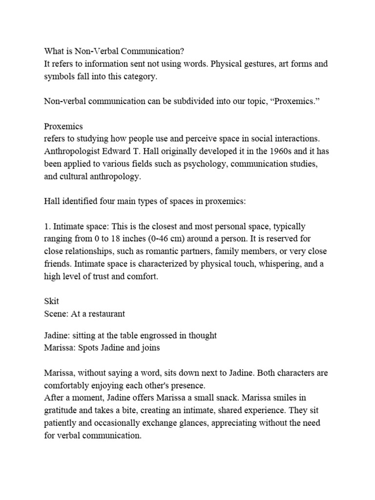 Proxemics Pdf Nonverbal Communication Communication