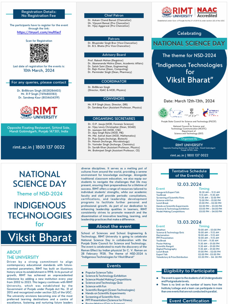 Brochure Nsd-Rimt 2024 | Download Free PDF | Science
