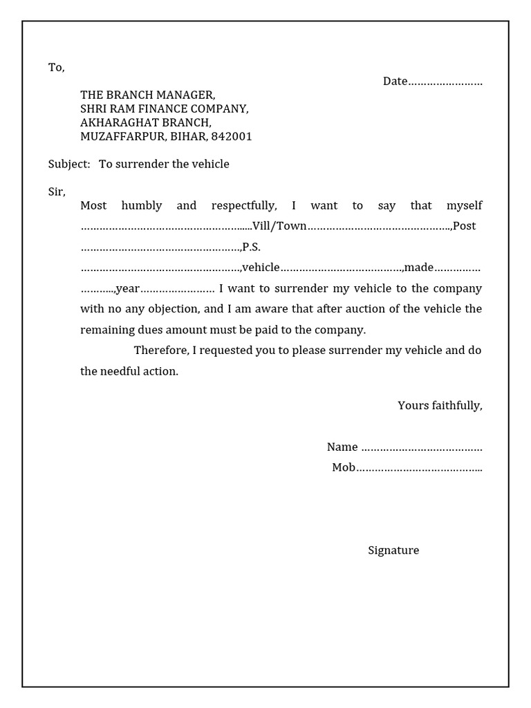 Surrender Letter | PDF