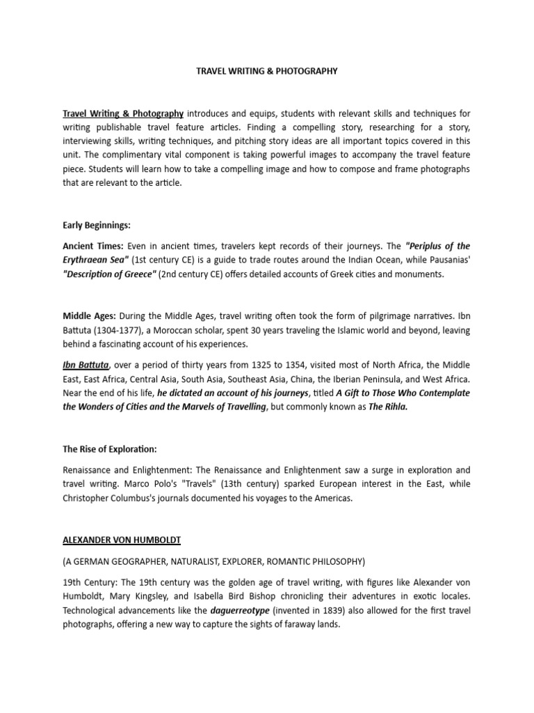 Travel Writing & Photography Essentials | PDF | General Fiction