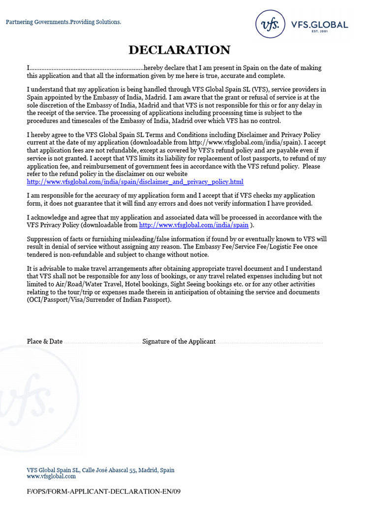 F Ops Form Applicant Declaration En01 | Download Free PDF | Government ...