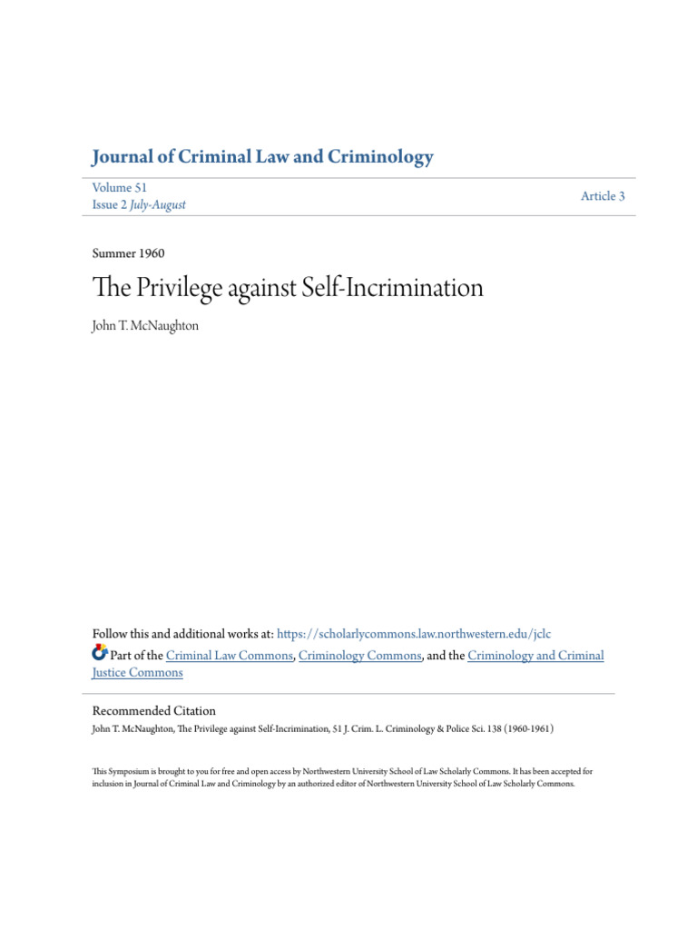Understanding Self-Incrimination Privilege | PDF | Fifth Amendment To ...