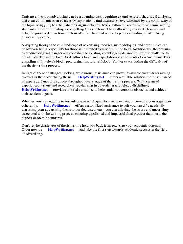 Advertising Thesis Writing | PDF | Advertising | Marketing