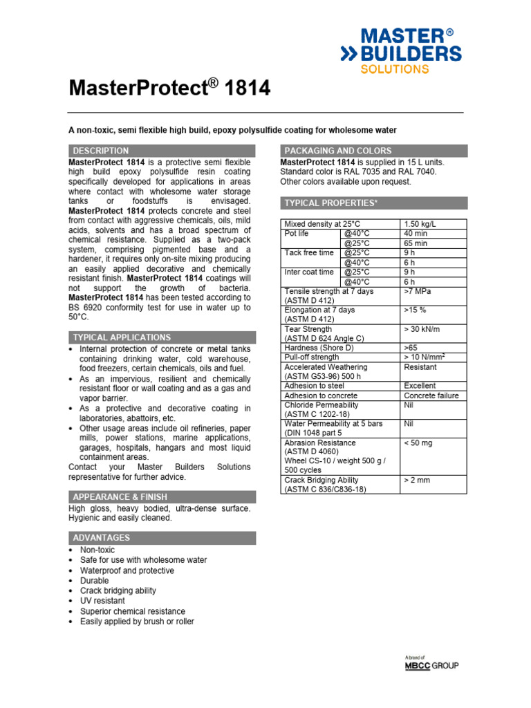 Masterprotect 1814 Tds | PDF | Concrete | Materials