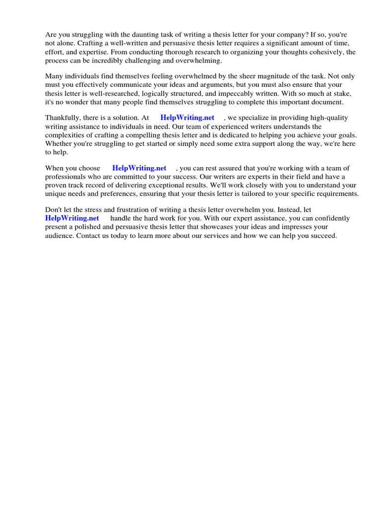 Thesis Letter For Company Pdf Thesis Sampling Statistics
