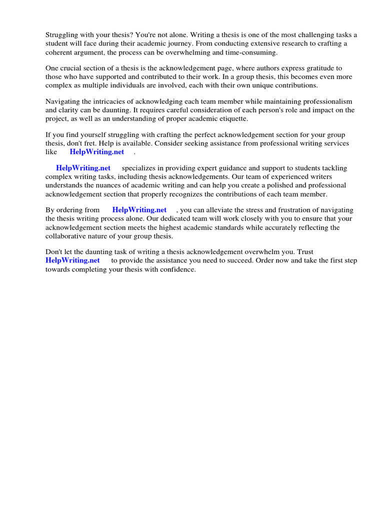 Example of Acknowledgement in Group Thesis | PDF | Thesis | Gratitude