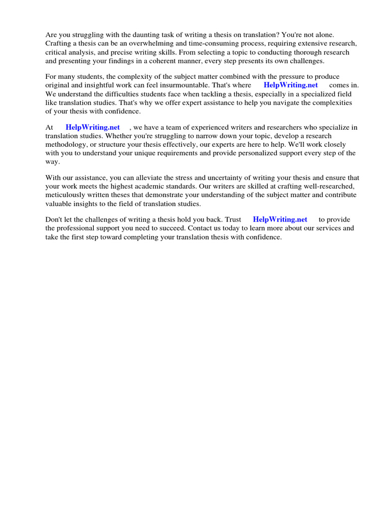 Translation Thesis Ideas | Download Free PDF | Thesis | Psychology