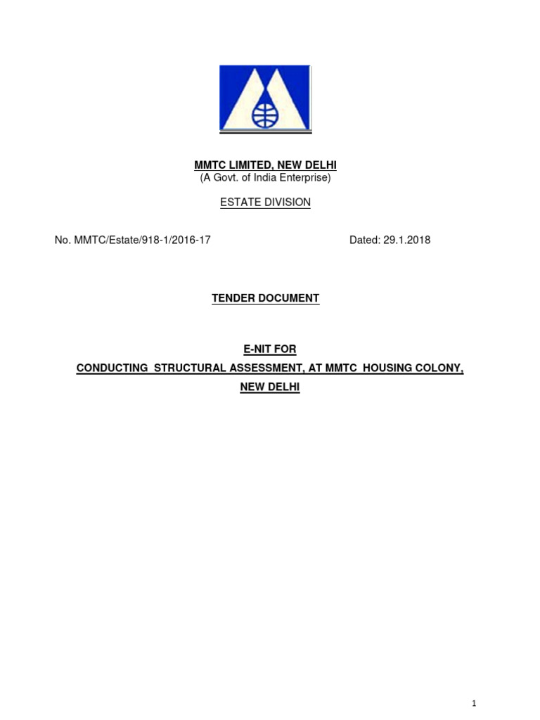 MMTC Structural Assessment Tender 2018 | PDF | Employment | Arbitration