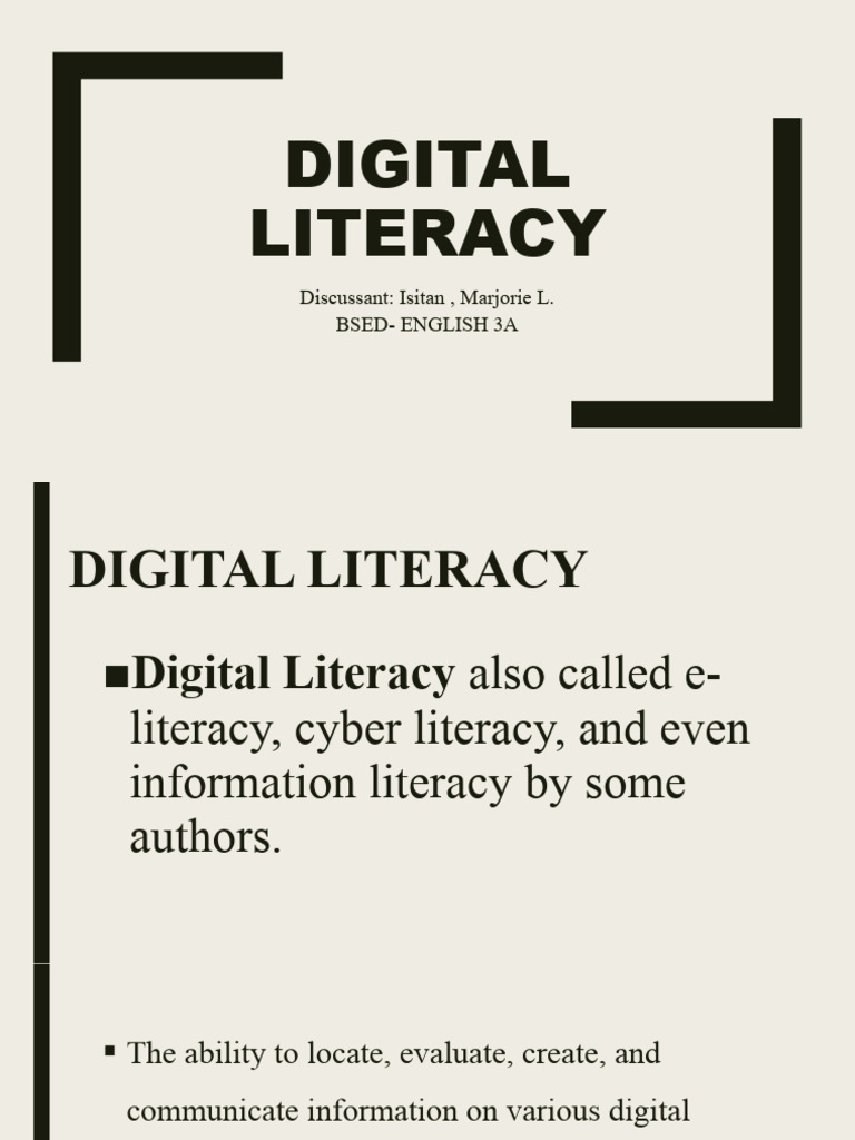 Digital Literacy. MARJ | PDF | Literacy | Information