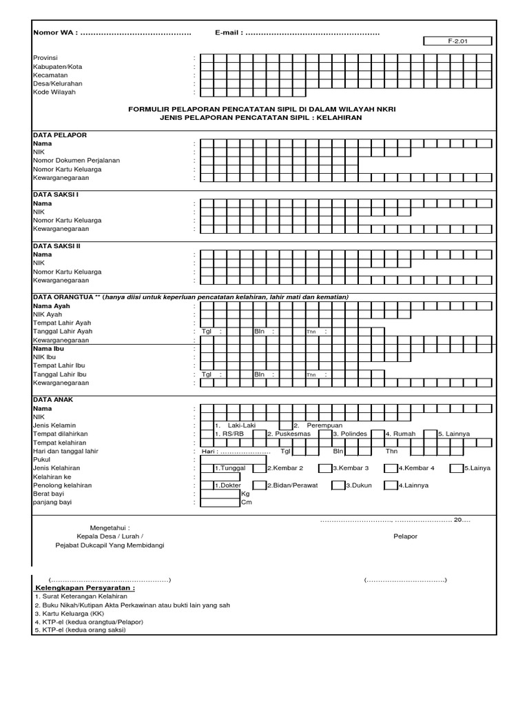 Formulir Akta Kelahiran | PDF | Ilmu Sosial | Hukum