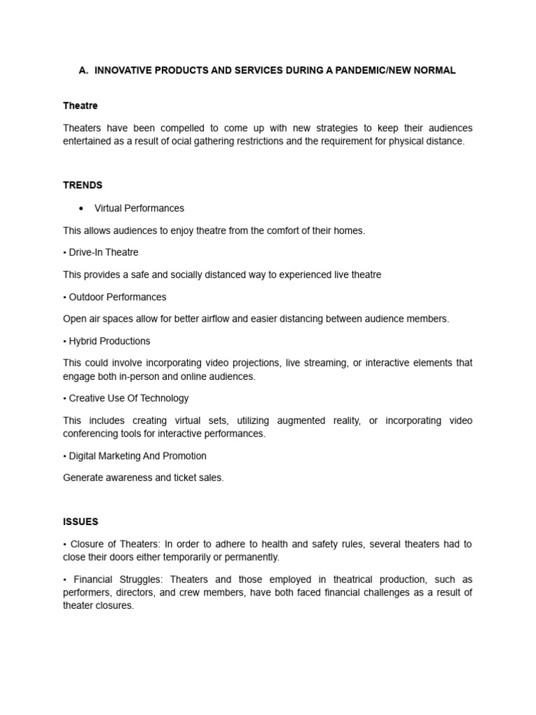 A. Innovative Products and Services During A Pandemic/New Normal | PDF ...