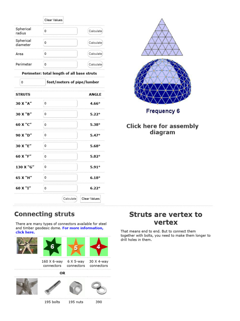 6V Geodesic Dome Calculator Domerama | Download Free PDF | Area ...