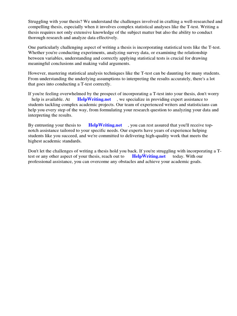 Thesis Help: Mastering the T-Test | PDF | Student's T Test | Statistics