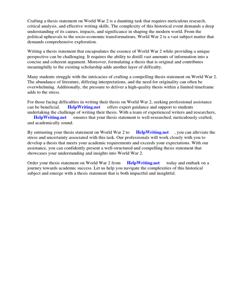 Thesis Statement World War 2 | PDF | World War II | Adolf Hitler