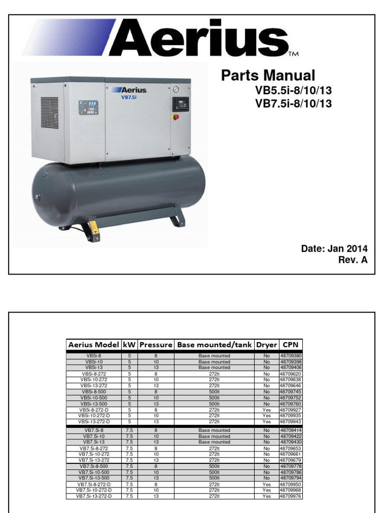 Aerius - VB 5.5-7.5 - Parts Manual | PDF | Gases | Mechanical Engineering