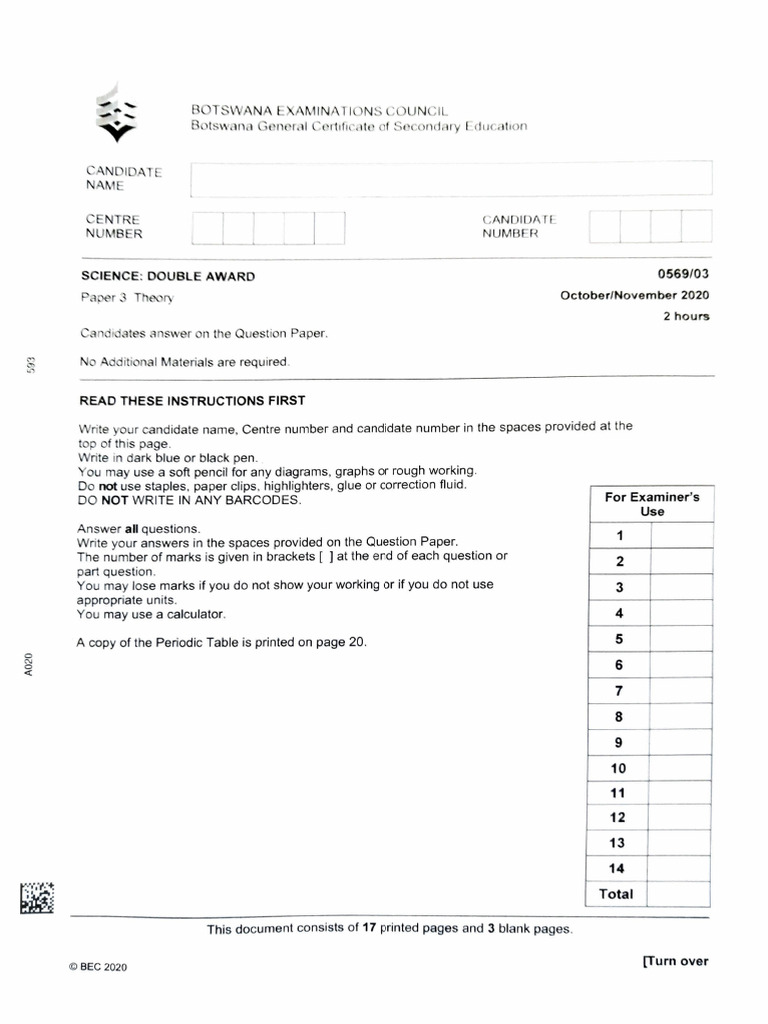 Bgcse Sda Paper 3 2020 | PDF | Hydroxide | Oxide