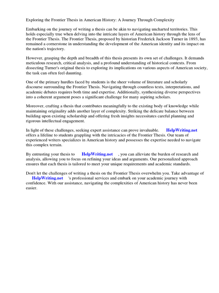 Frontier Thesis of American History | PDF | American Frontier | The ...