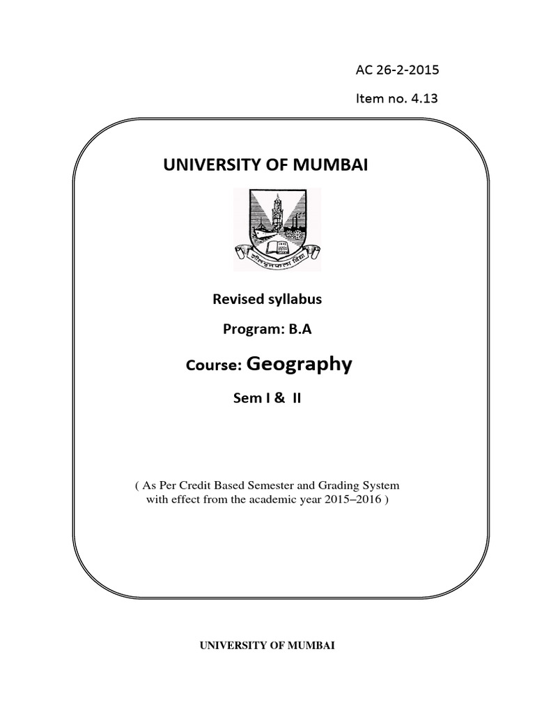 Mumbai University F.Y.B.A. Geography Syllabus | PDF | Biodiversity ...
