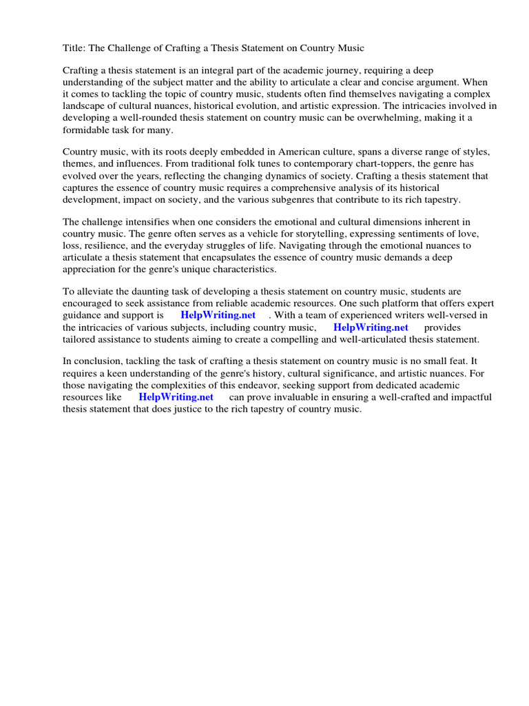 Thesis Statement On Country Music | PDF | Country Music | Thesis