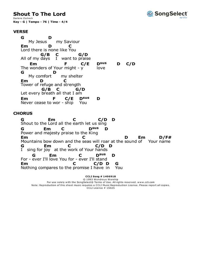 2 Shout To The Lord-chords-G | PDF